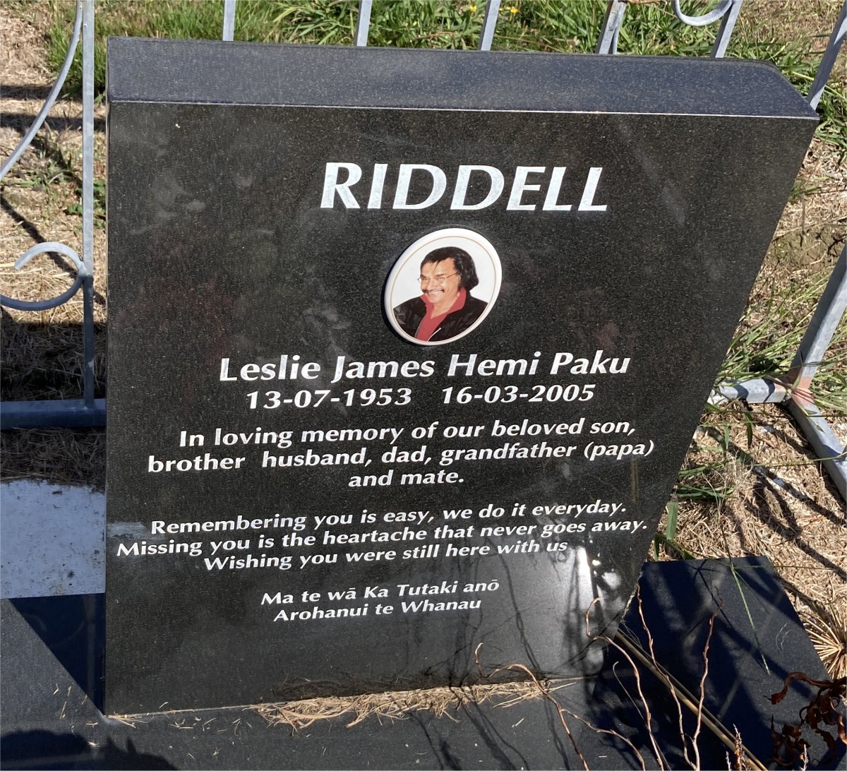 Gisborne District Council - Cemetery Database - Leslie James Riddell
